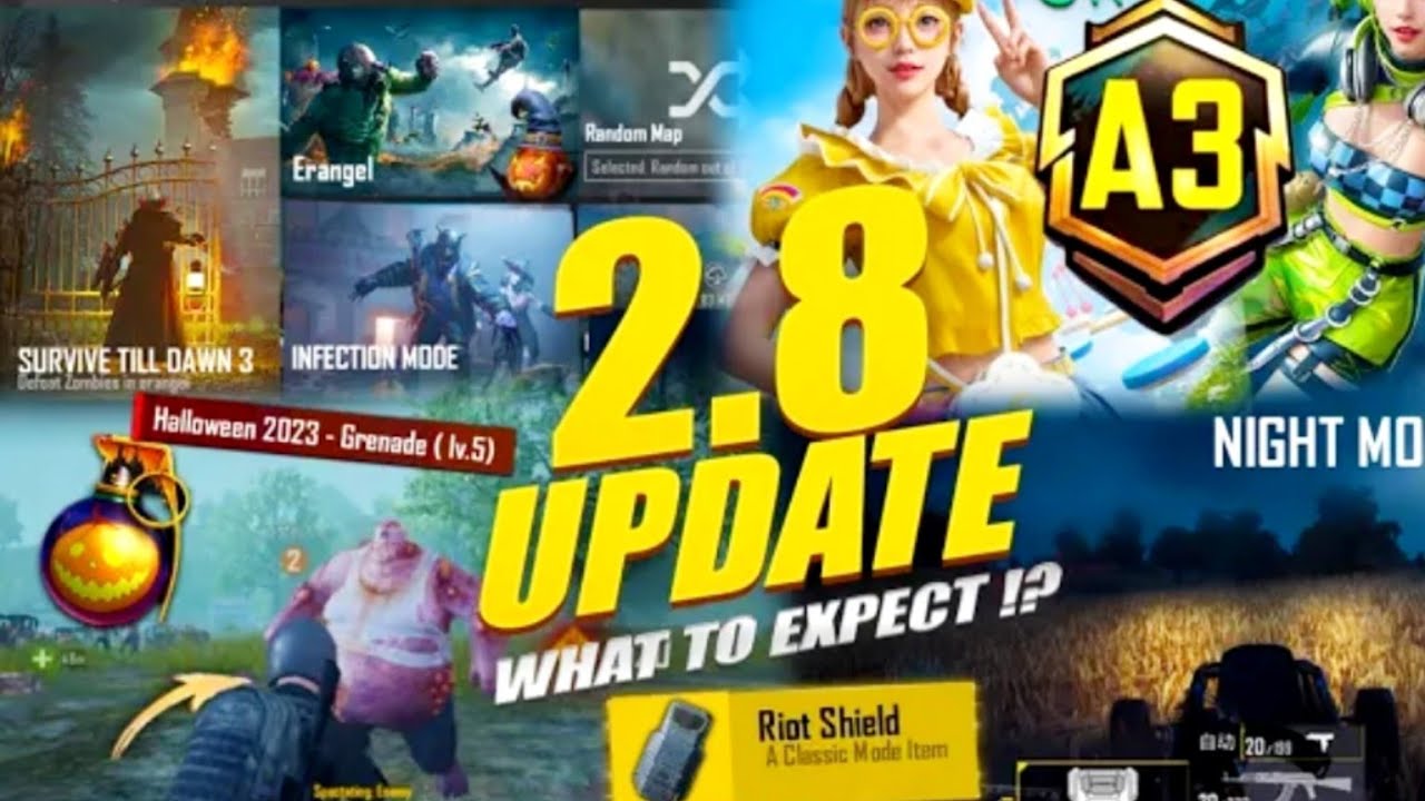 Pubg mobile 2.8 update | Next theme mode | A3 Royal Pass | Self revive ...