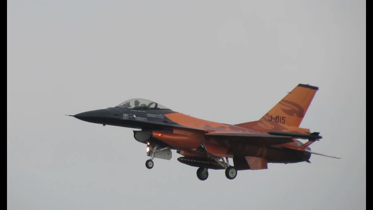 Demo Aircraft F16 'Orange', Touch and Go + Arrival at Volkel - YouTube