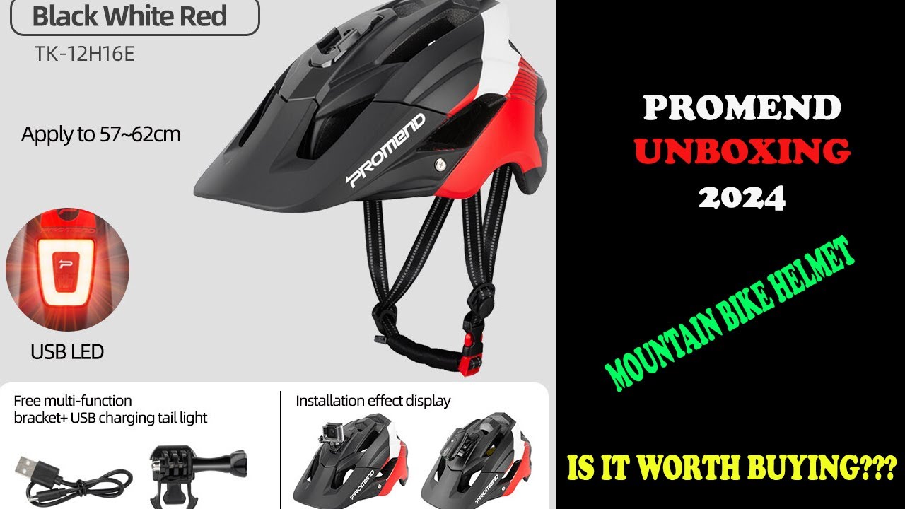 PROMEND MTB Bike Downhill Helmet LED Lights SJCAM C200 Camera Holder ...
