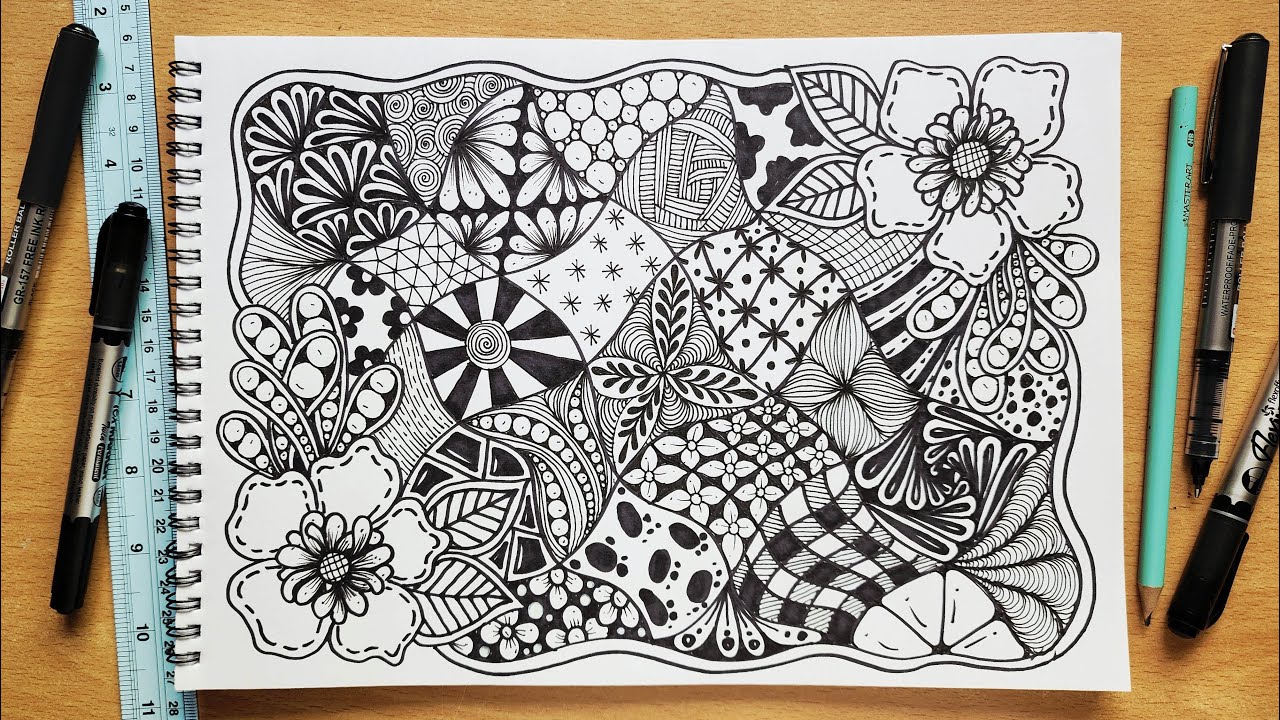 How To Draw Easy Zentangle Patterns For Beginners || Zentangle Art ...