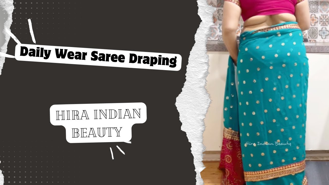 Hira Indian Beauty - cute daily wear saree draping in kitchen - YouTube