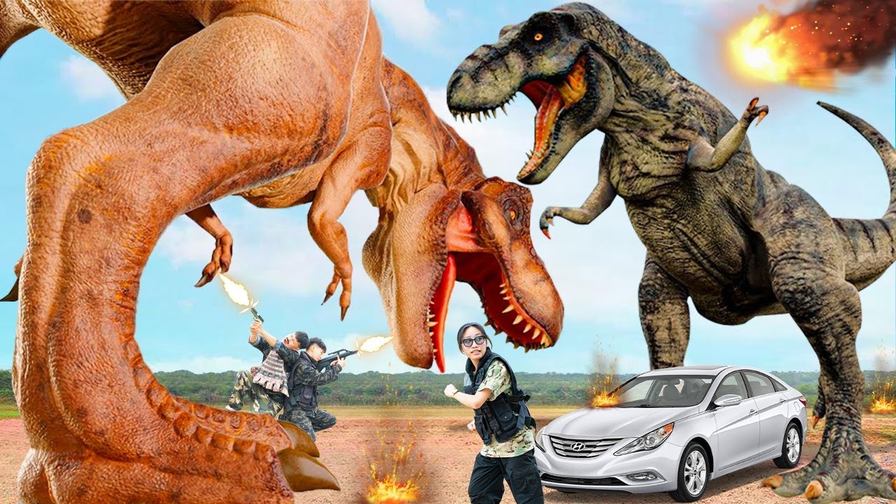 Last Blockbuster T rex Attack | T-rex Chase | Jurassic World 2024 ...