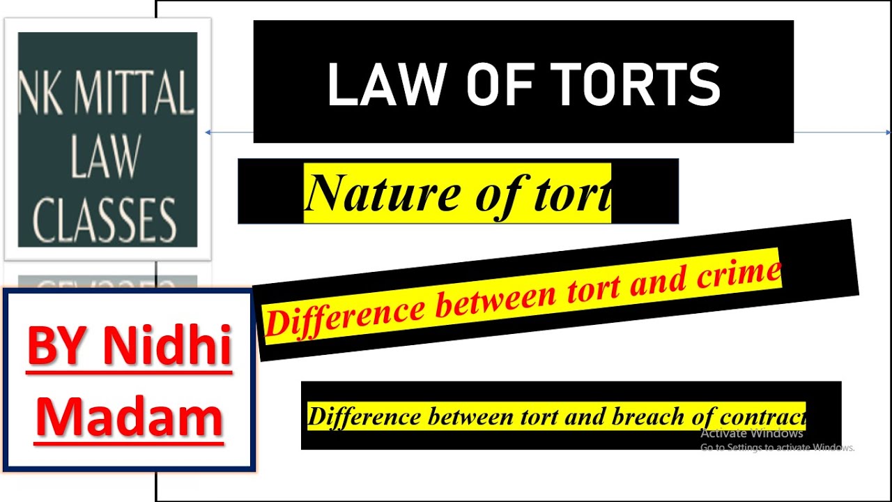 LAW OF TORTS -Nature of tort,Difference between tort and crime, between ...