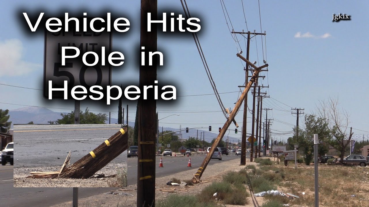 Vehicle vs Power Pole in Hesperia - YouTube