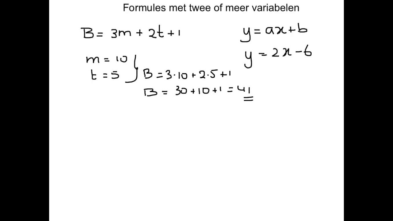 formules met twee of meer variabelen - YouTube