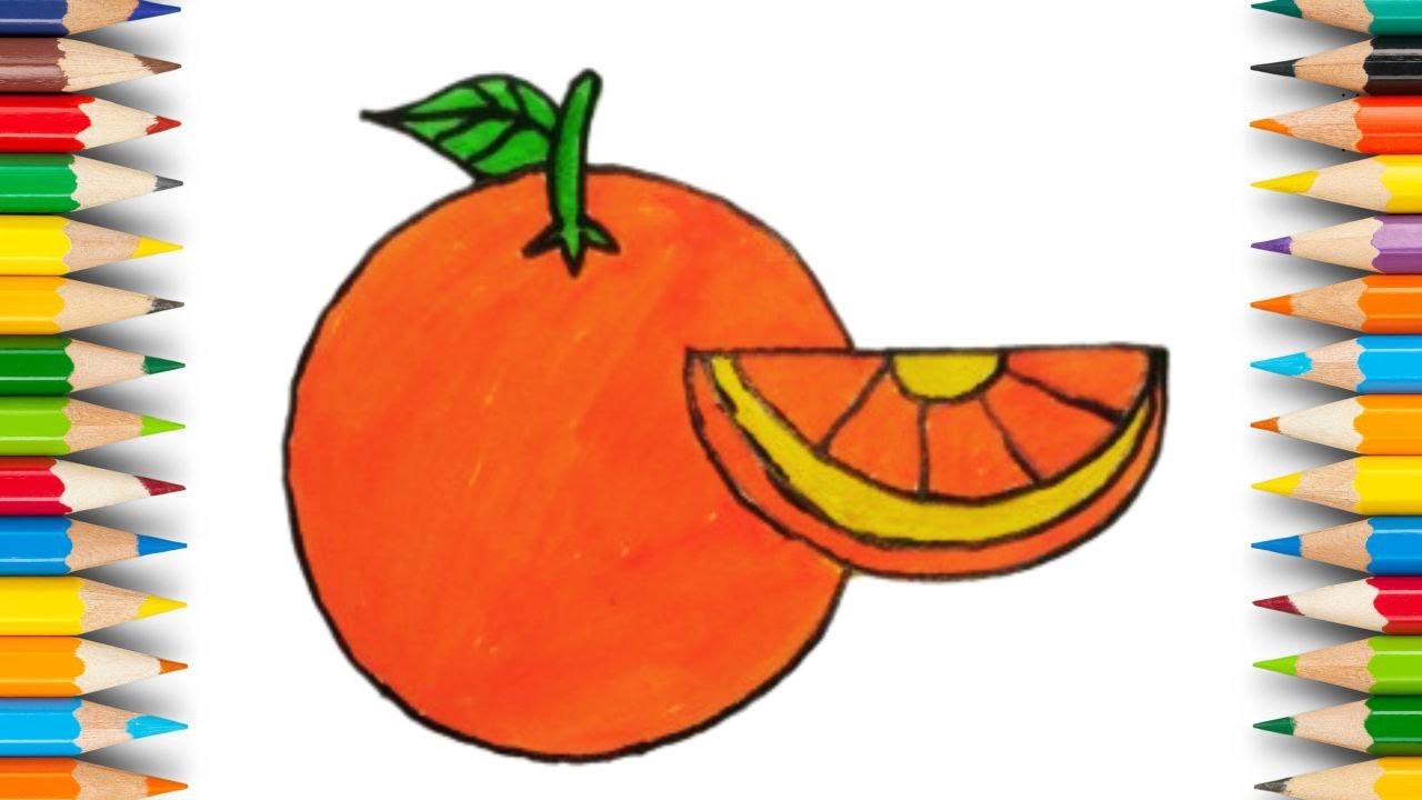 Orange Fruits Drawing Easy Technique | How to Draw Orange Painting with ...