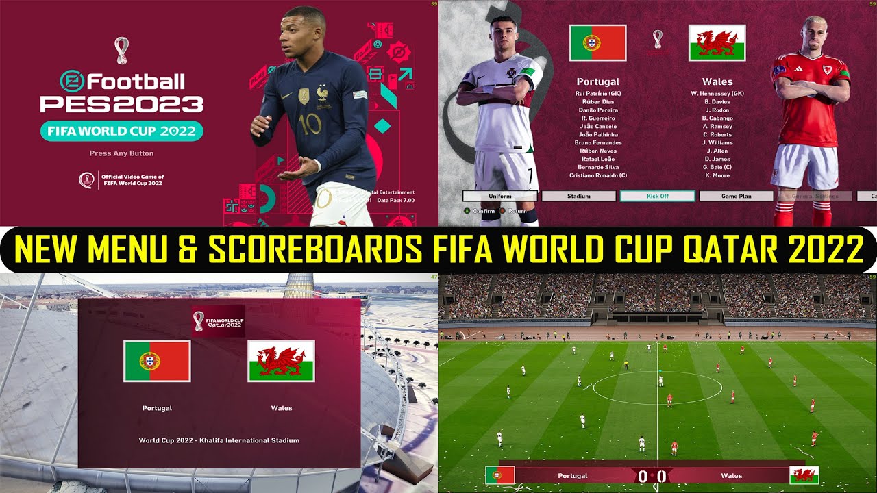 NEW MENU & SCOREBOARD FIFA WORLD CUP QATAR 2022 || FOR PES 2021 ...