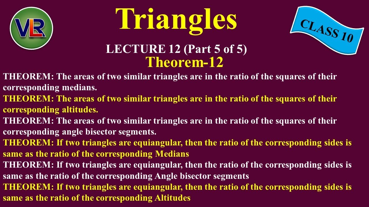 Class 10 Chapter 6 Triangles || Theorems || NCERT (2019) - YouTube