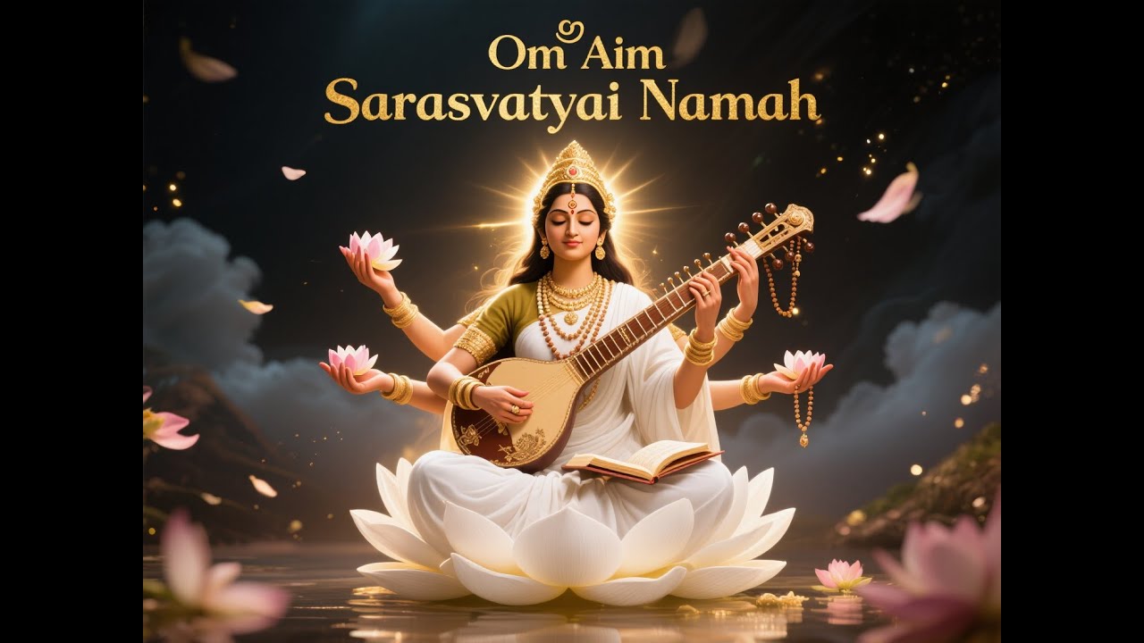 "ॐ ऐं सरस्वत्यै नमः" (Om Aim Saraswati Namah Mantra) | Study Mantra for ...