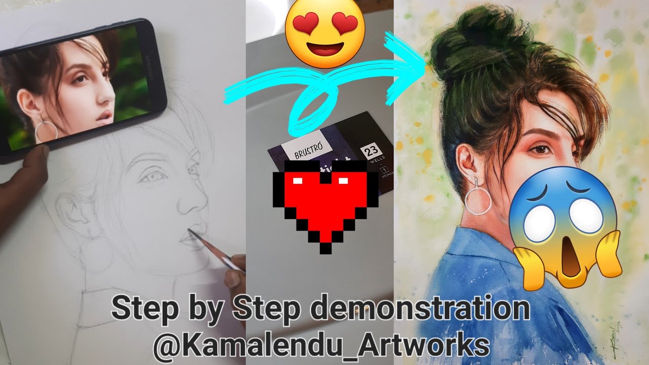 watercolor portrait painting demonstration | step by step drawing and ...