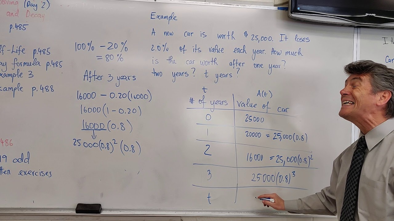 Algebra 2 - Exponential Decay Formula Applications - YouTube