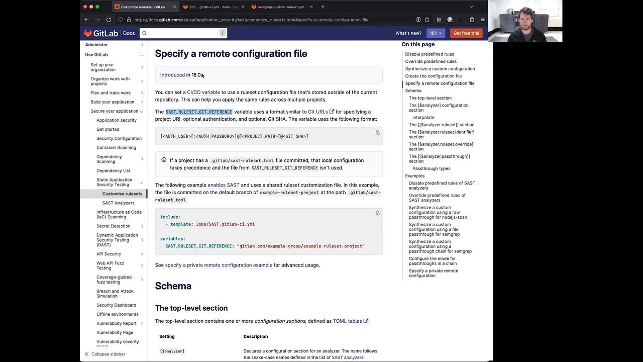 Gitlab Sast Specifying A Remote Ruleset Configuration Demo Youtube