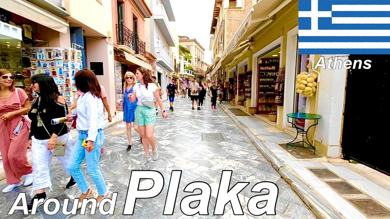 Around Plaka, Athens, Greece🇬🇷 Summer Street Walk 2023 - 4K 60fps ...