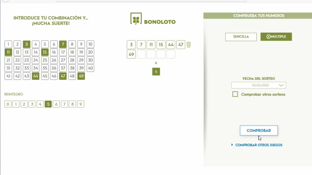 Comprobación de los 3 boletos múltiples de 7 apuestas para el sorteo ...