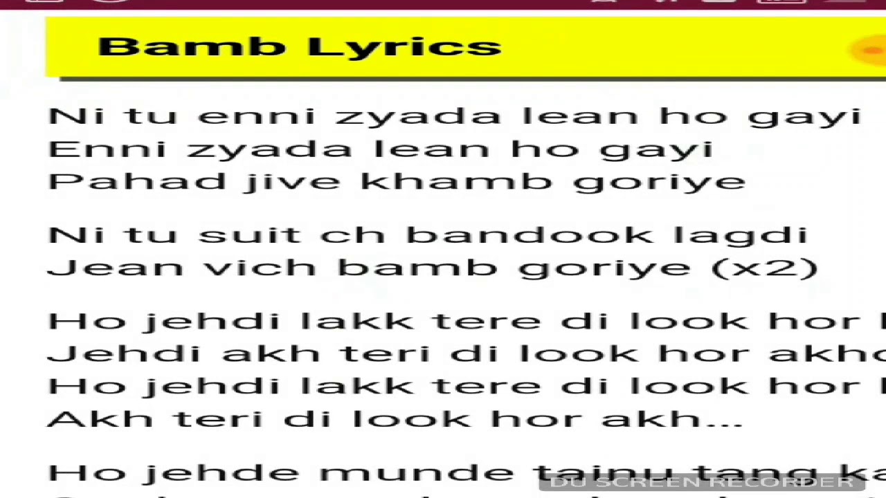 BAMB Song lyrics : Sukh-E Muzical Doctorz Feat Badshah | Jaani - YouTube