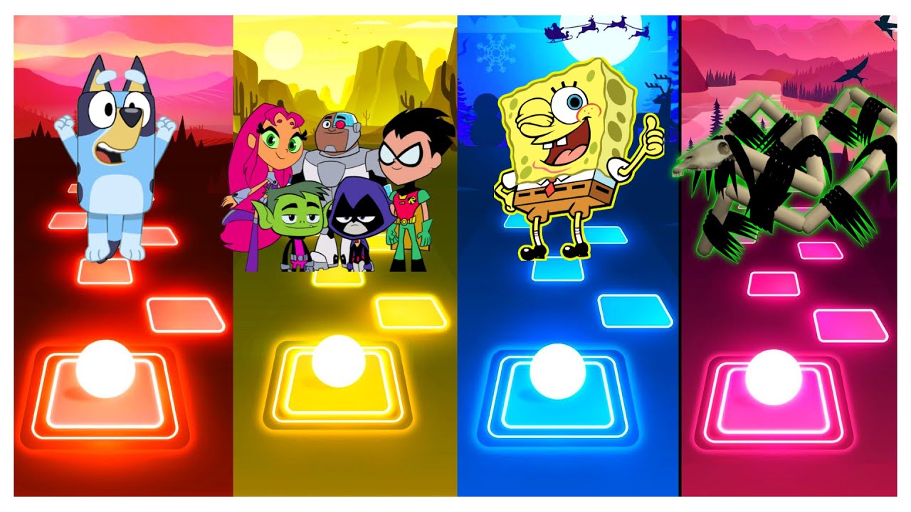 Bluey vs Teen Titans Go vs The SpongeBob vs Long Horse | Tiles Hop EDM ...