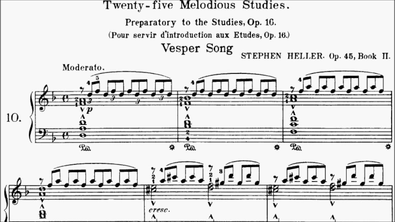 Heller 25 Studies Op.45 No.10 Vesper Song Sheet Music - YouTube