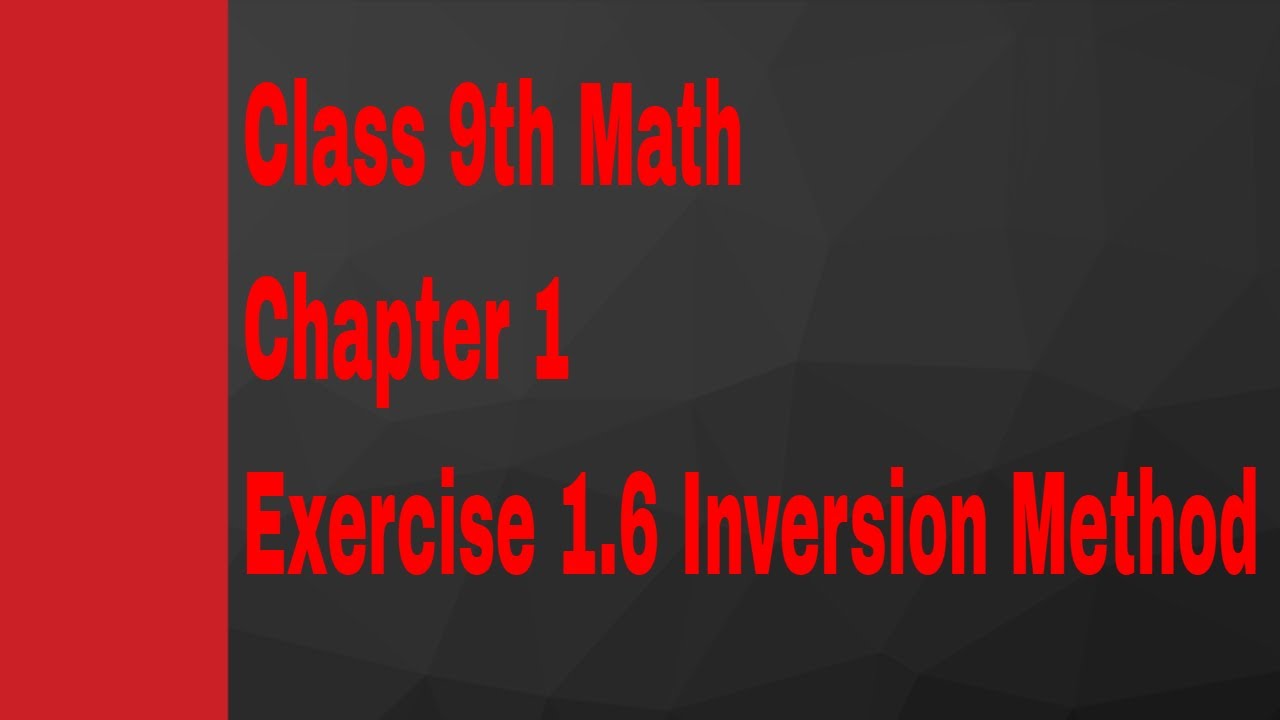 Exercise 1.6 Inversion Method - YouTube