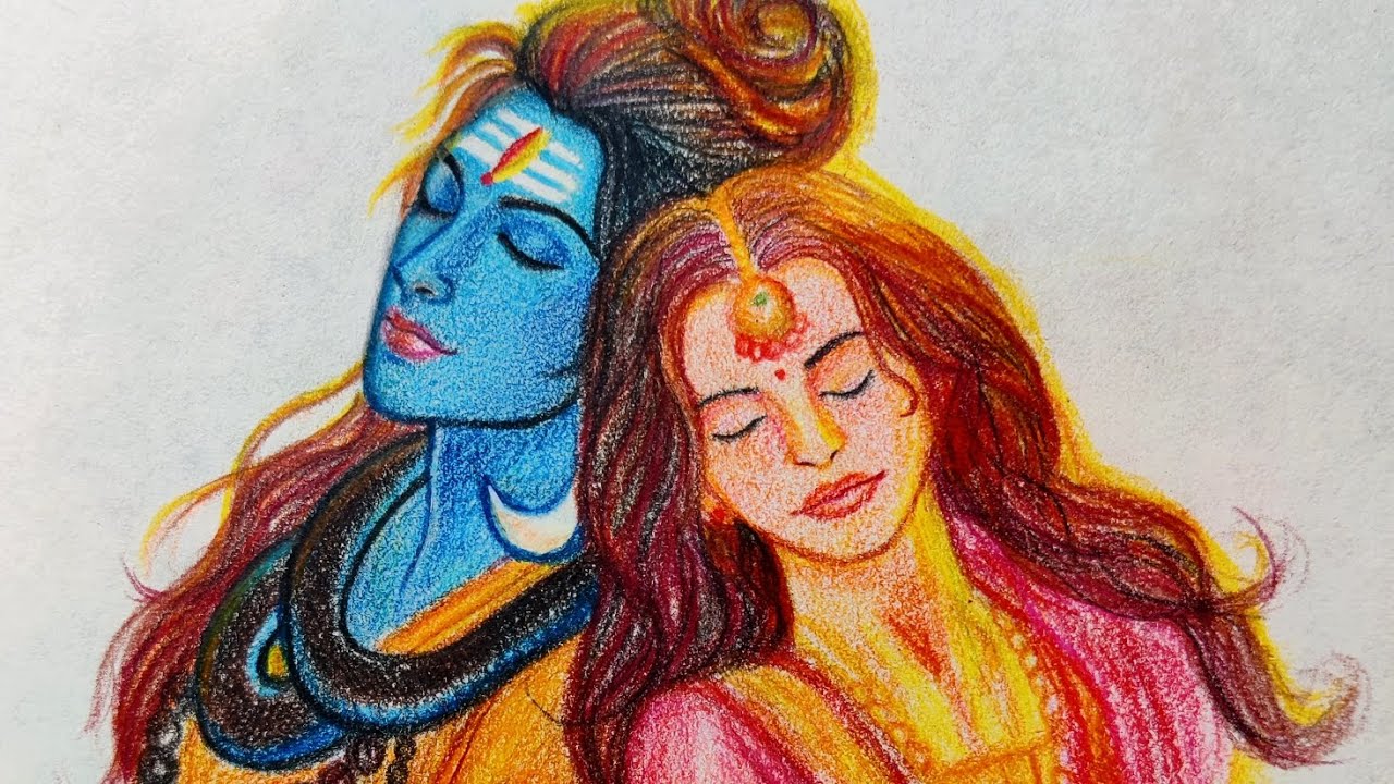 Pencil color sketch shiv ji Parvati ji 🌹 - YouTube