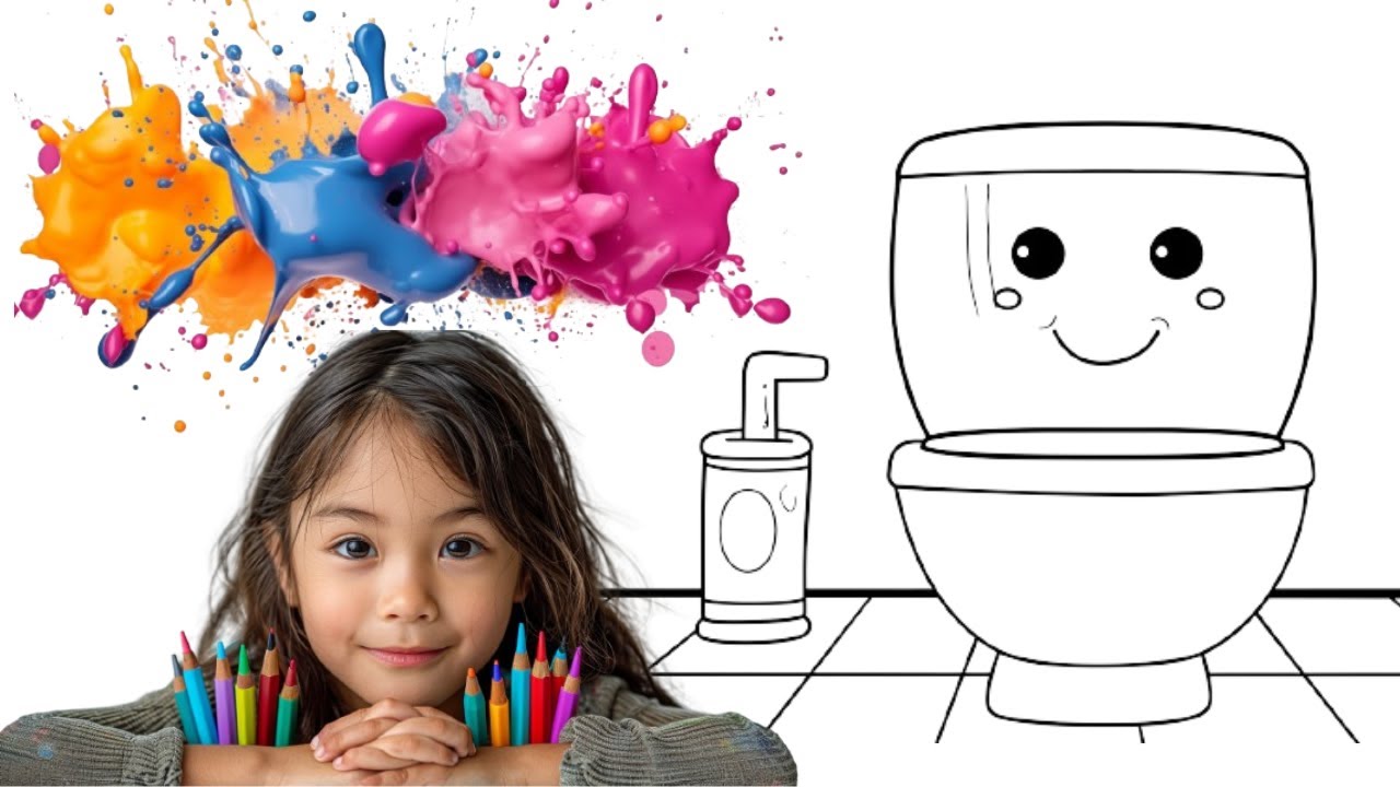 Funny Toilet 🧻 Potty Drawing For Kids - Coloring Sketch For Children ...