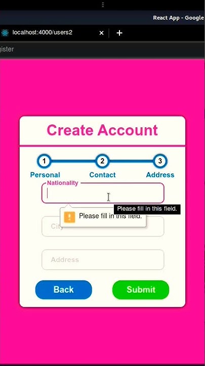 Multi Page Registration Form In Reactjs 🔥🔥react Code Programming 