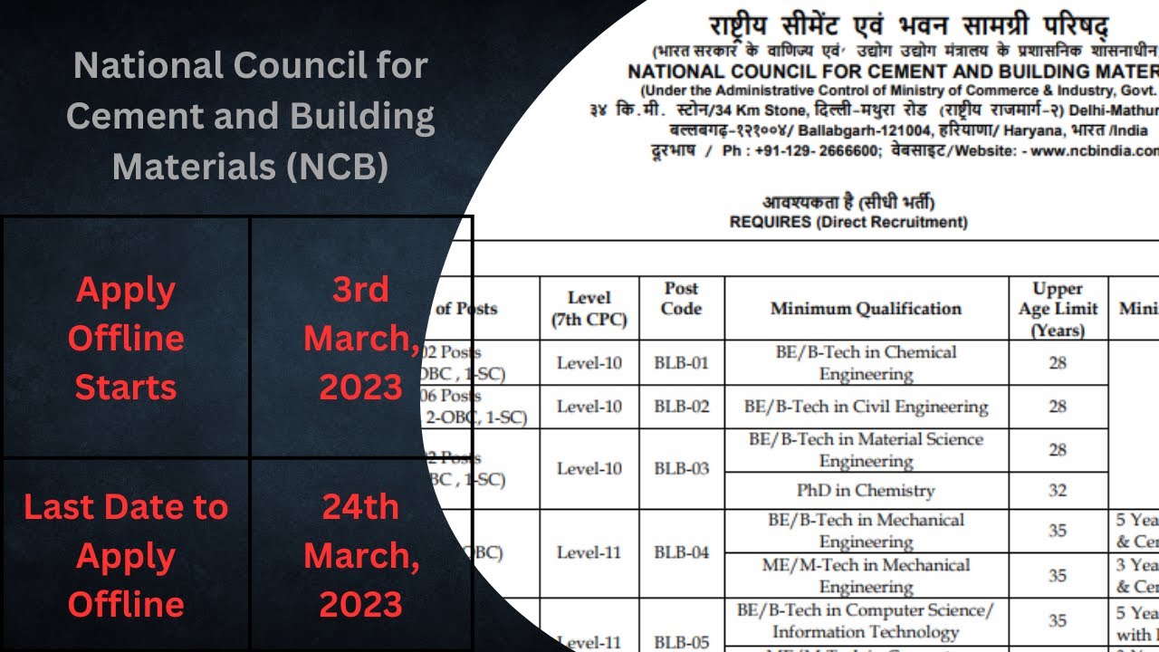 National Council for Cement and Building Materials (NCB) - YouTube