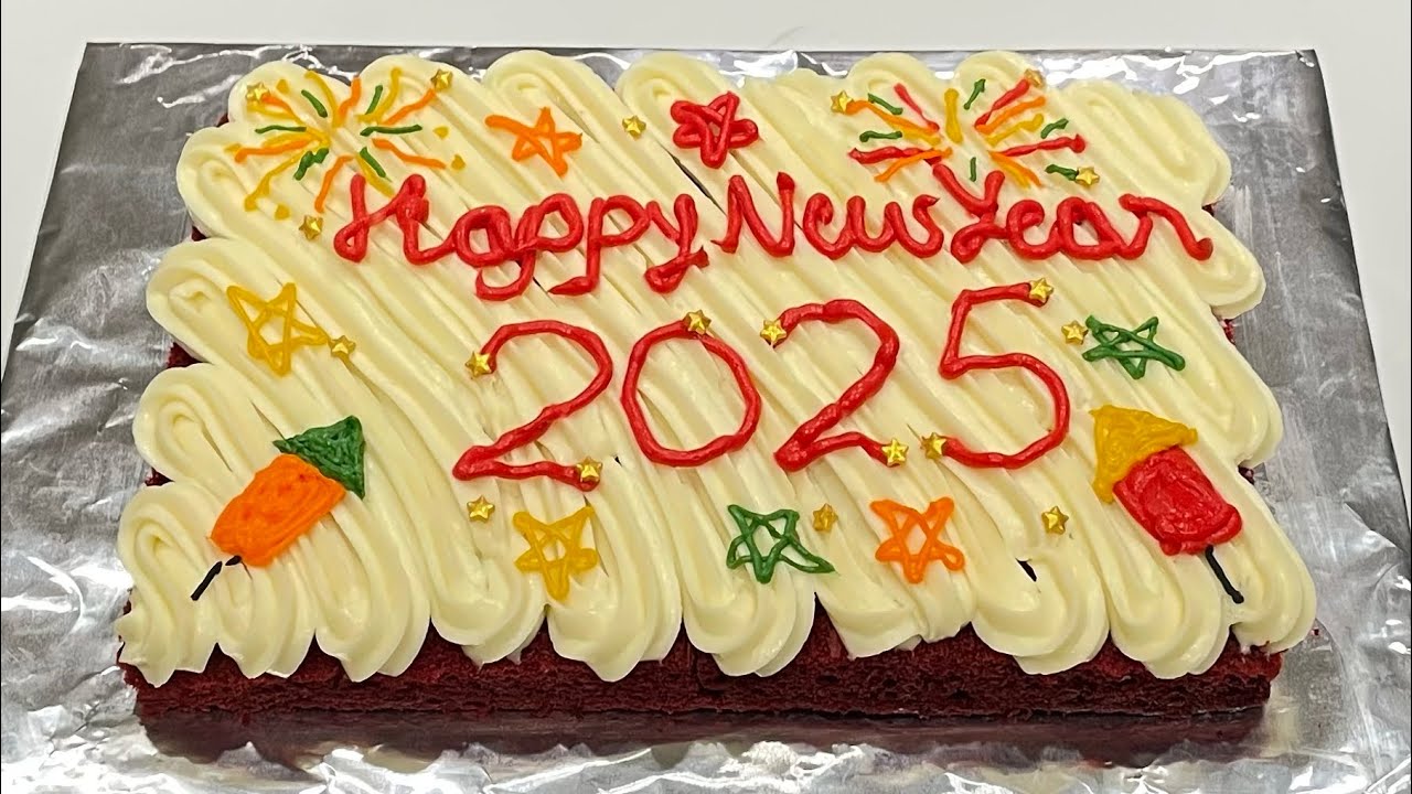 Effortless New Year Cake decorating idea - YouTube