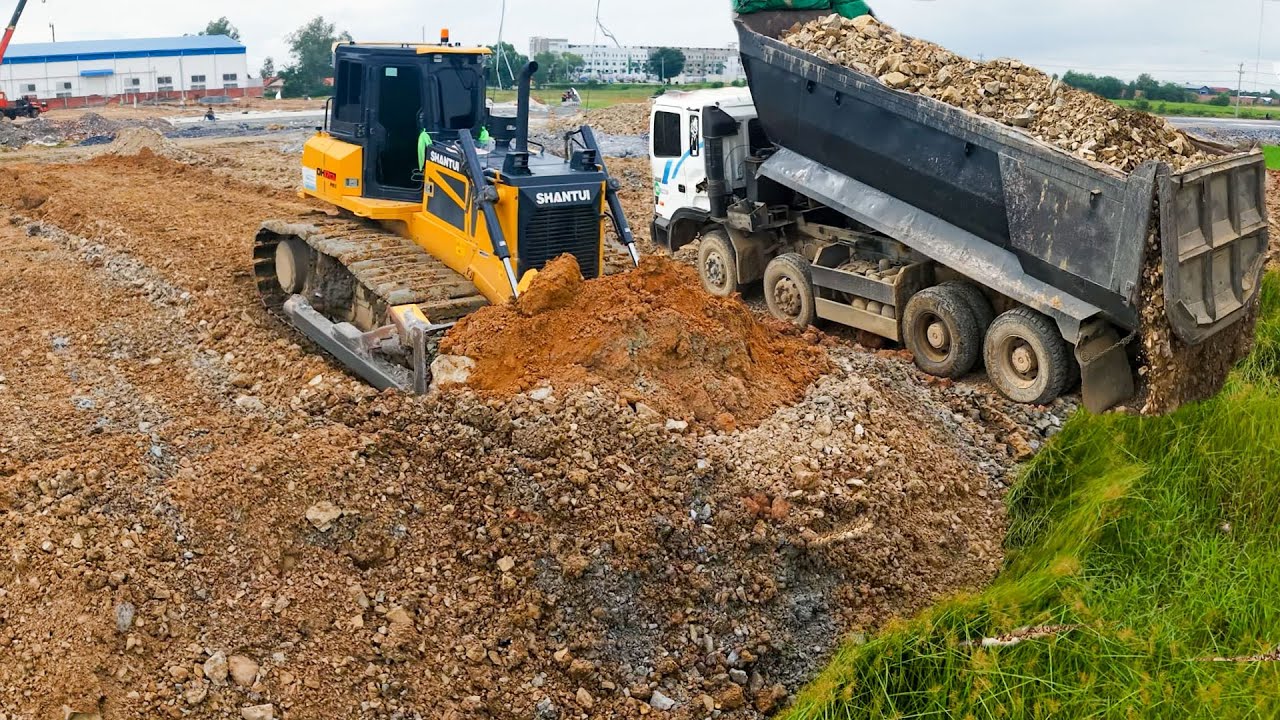 Start New Project !! Filling Up Drainage with 5-Ton Dump Truck Delivery ...