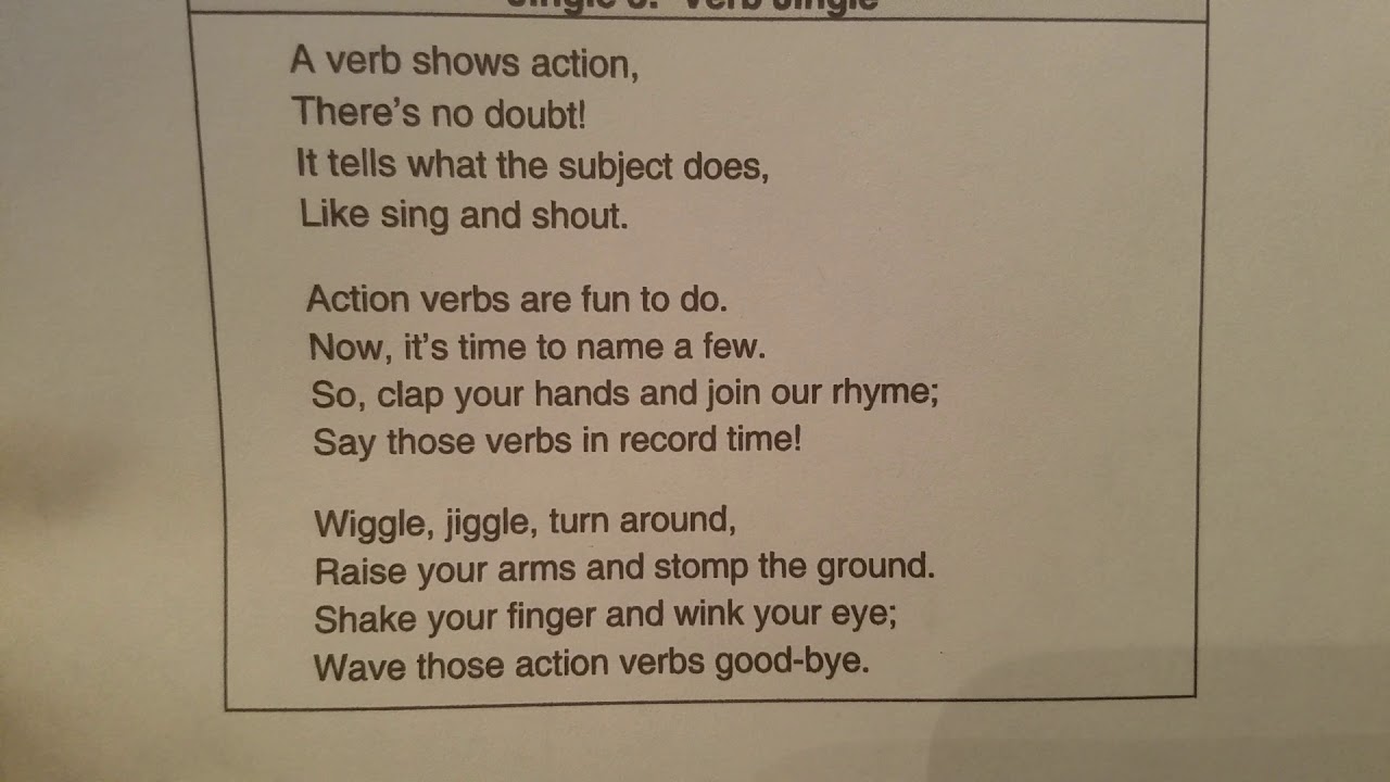 Shurley Grammar - Verb Jingle (1, 2 & 3 Grades - BETH-M Version) - YouTube