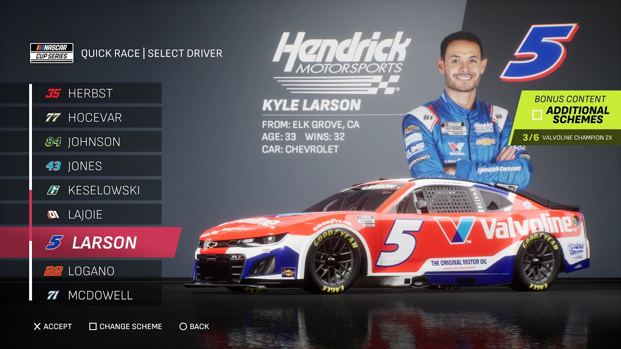 NASCAR 25 - Kyle Larson at Kansas (Valvoline/2x Champion) - YouTube