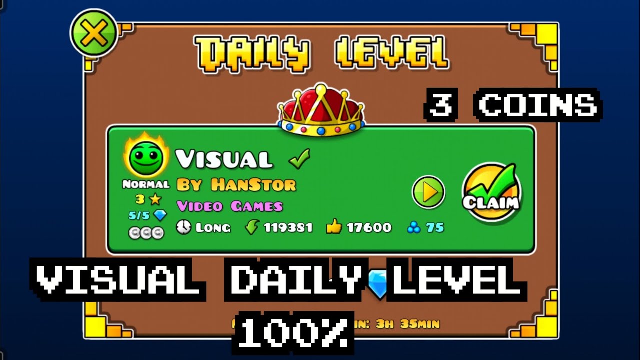 Geometry dash - Visual Daily Level #1 [Completo 100%] [3 conis] - YouTube