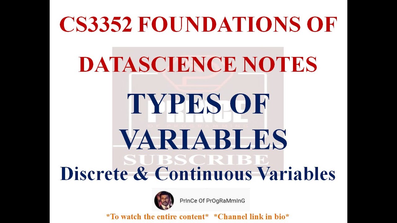 TYPES OF VARIABLES NOTES - CS3352 FOUNDATIONS OF DATASCIENCE NOTES ...