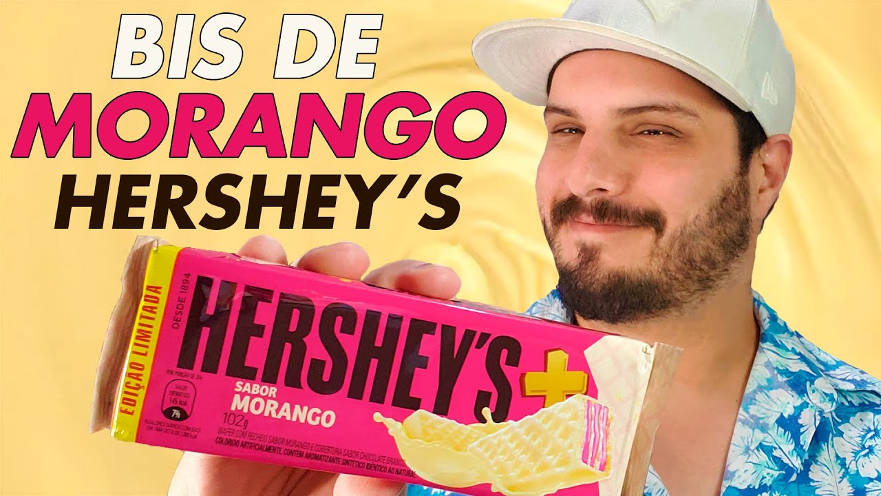 NOVO BIS DE CHOCOLATE BRANCO COM MORANGO da HERSHEY'S - YouTube