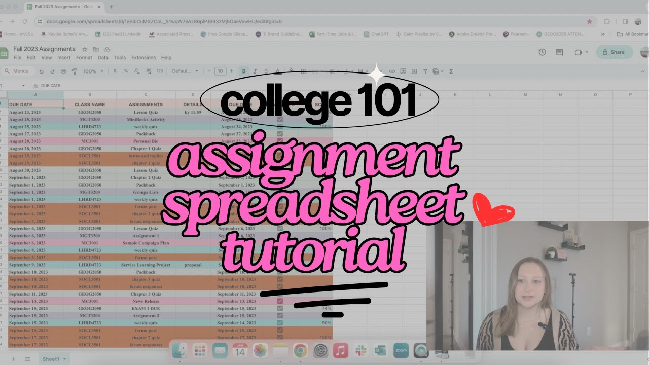 College 101 | Ep. 2 Interactive Assignment Spreadsheet Tutorial 📚 - YouTube