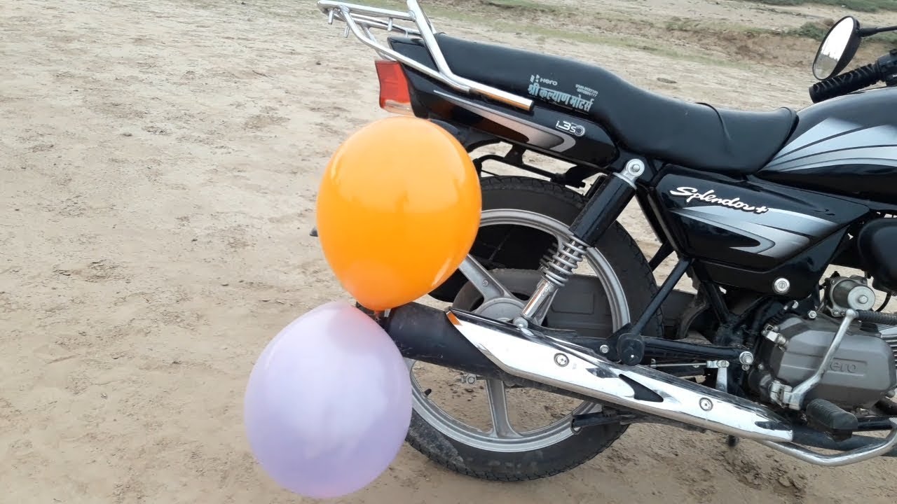 2 COLOURFUL big balloon v/s motorcycle create by motorcycle silencer ...