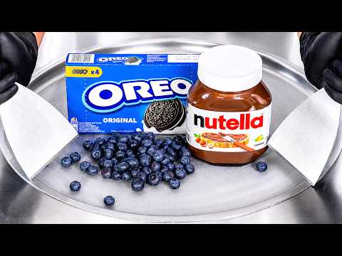 ASMR | Ice Cream Rolls - Oreo, Nutella And Blueberry Flavor