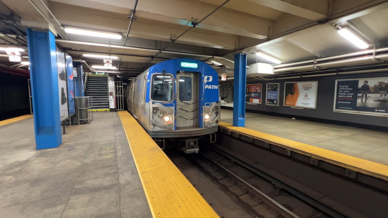 New York, New York - PATH Train arrives at the 33rd Street Station ...
