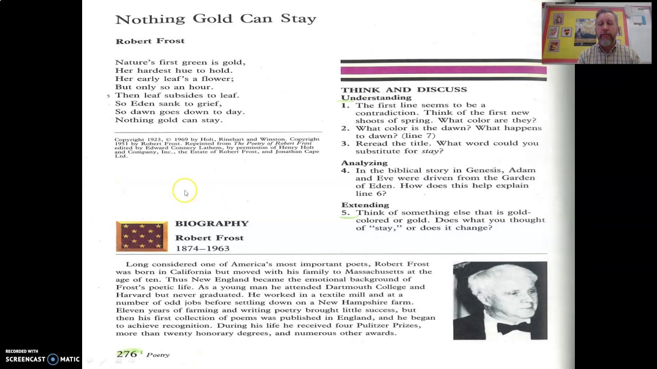 Virtual Literature Lesson (Poetry): Nothing Gold Can Stay by Robert ...