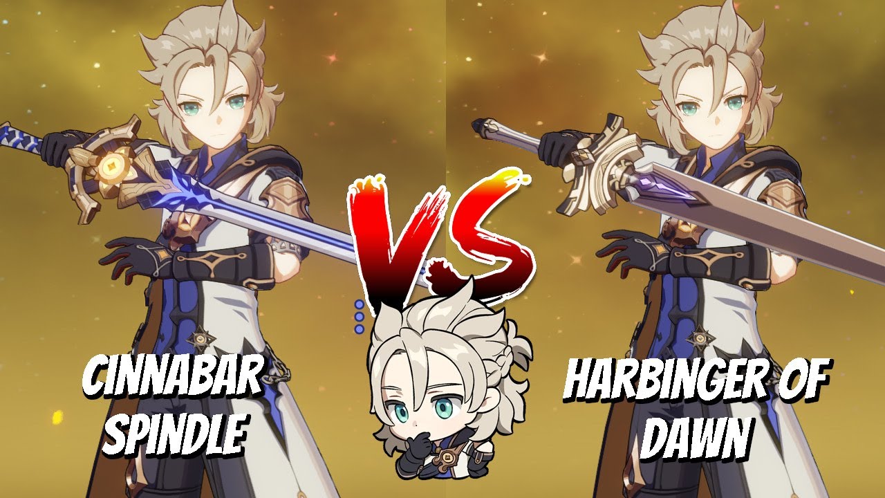 Cinnabar Spindle VS Harbinger of Dawn Albedo Weapon Comparison - YouTube