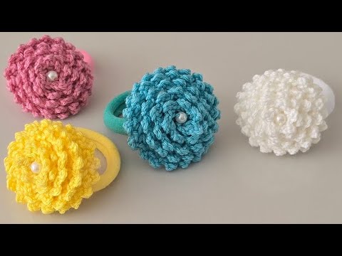 Tığ İşi Çiçekli Lastik Toka Nasıl Yapılır? | Easy Crochet Flower Hair Tie Tutorial