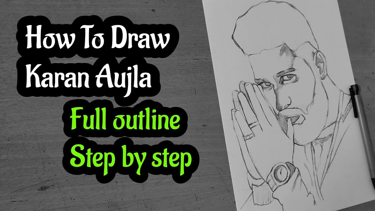 How To Draw Karan Aujla face ( full outline) #karanaujla #drawing # ...