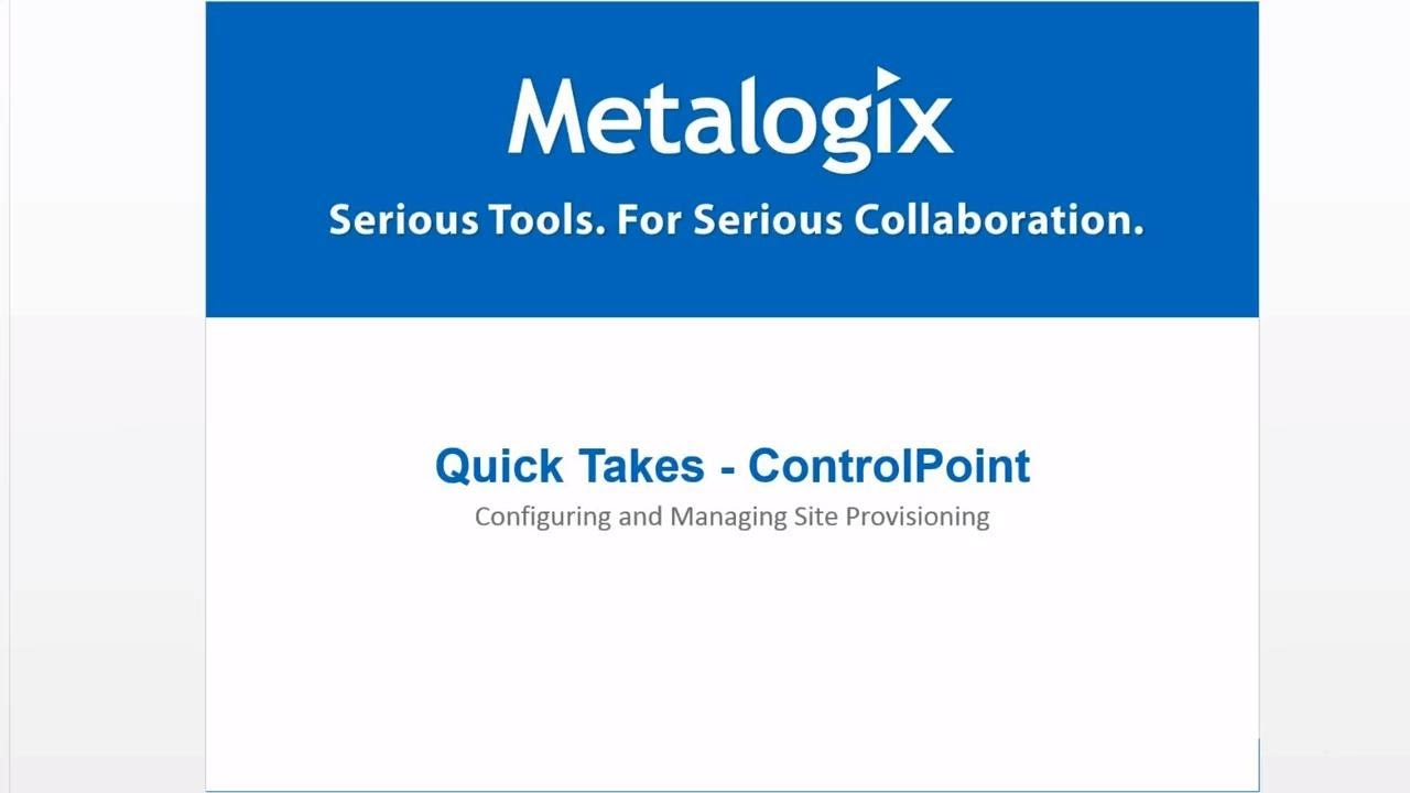 Configuring and Managing Site Provisioning in ControlPoint - YouTube