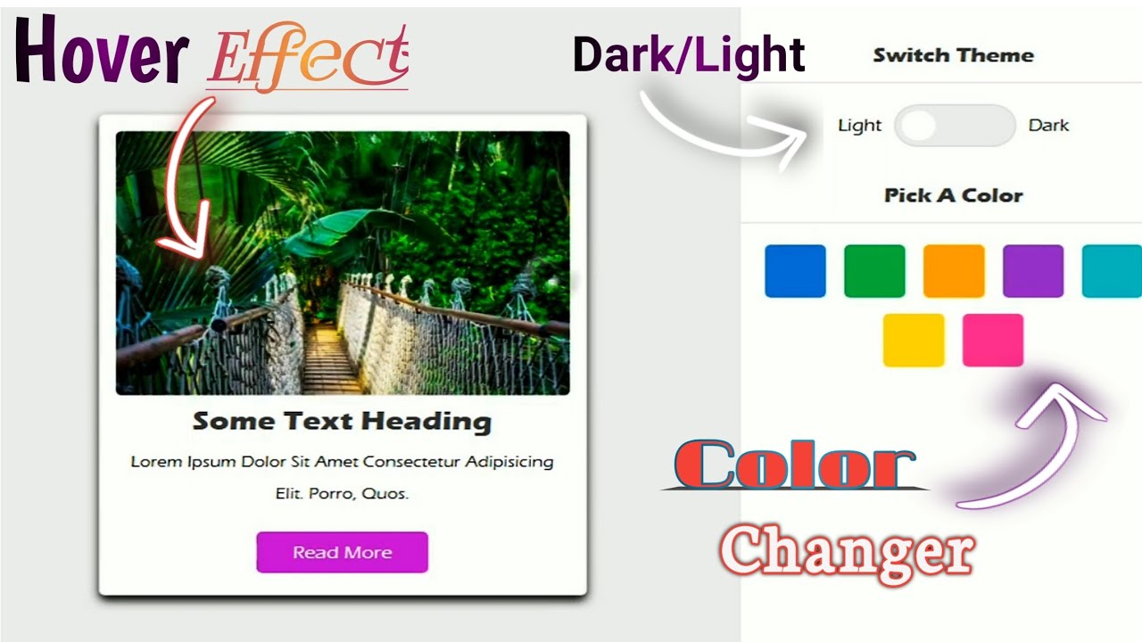 Theme Color Switcher | Dark Mode & Light Mode | Hover Effect | Color ...