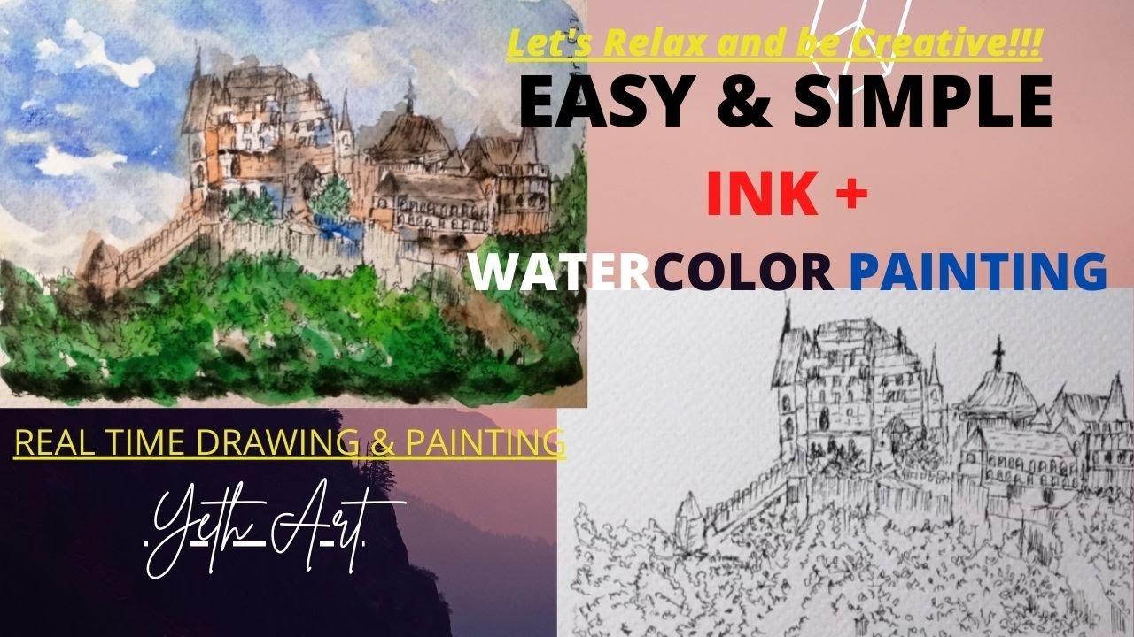 Easy Drawing A Castle | Ink + Watercolor #watercolor #castle #howto ...