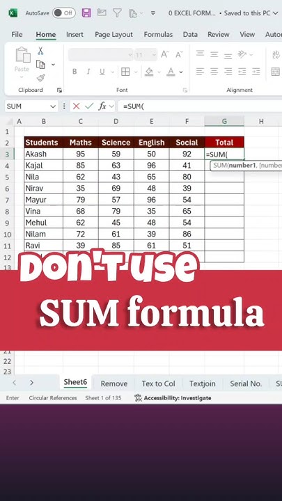 Stop Using SUM! Use This Shortcut Instead (Excel Pro Tip) #excel - YouTube