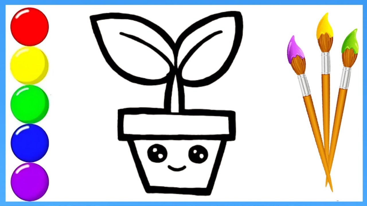 Plant Pot Drawing | drawing, coloring for kids toddlers | how to draw ...