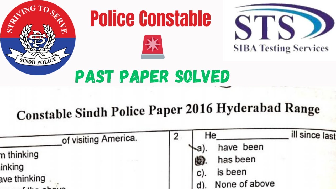 Sindh Police Constable Past Paper Solved | Hyderabad Range 2016 | Sindh ...