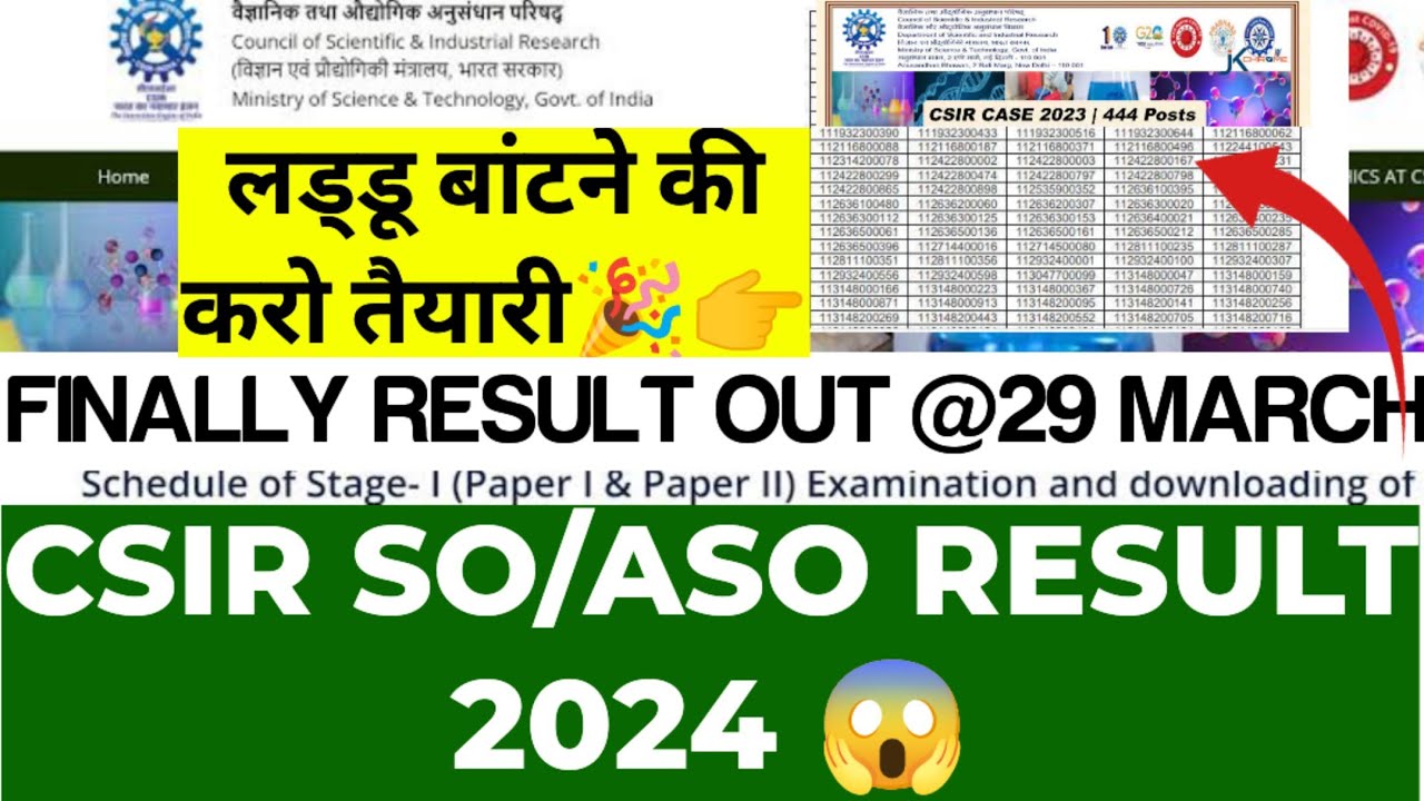 CSIR SO/ASO RESULT 2024 | csir so/aso exam expected cut off 2024 | CSIR ...