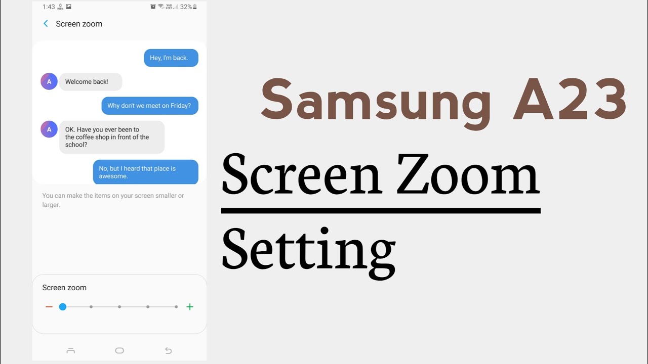 Samsung A23 Screen Zoom in Zoom Out Setting - YouTube