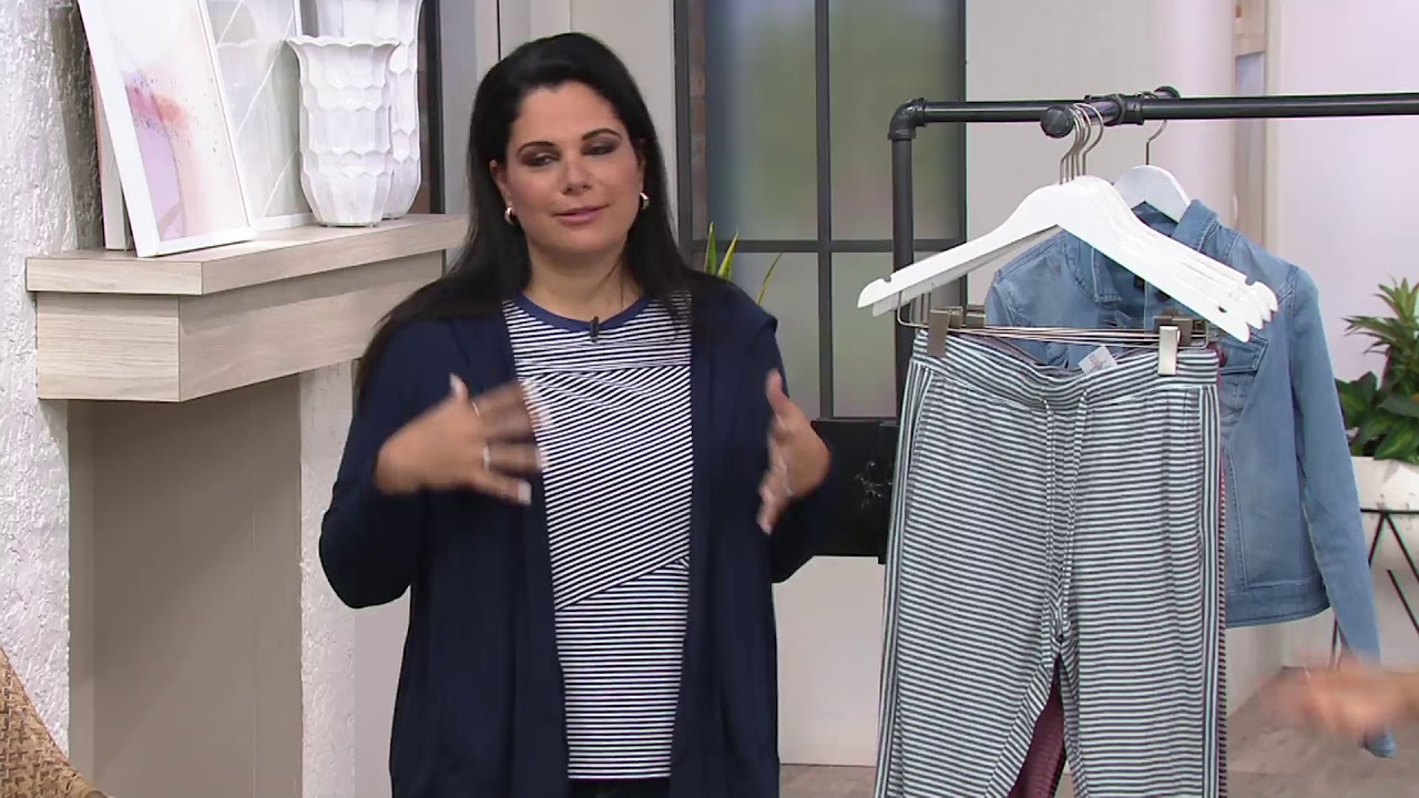 AnyBody Loungewear Cozy Knit Striped Lounge Pants on QVC - YouTube